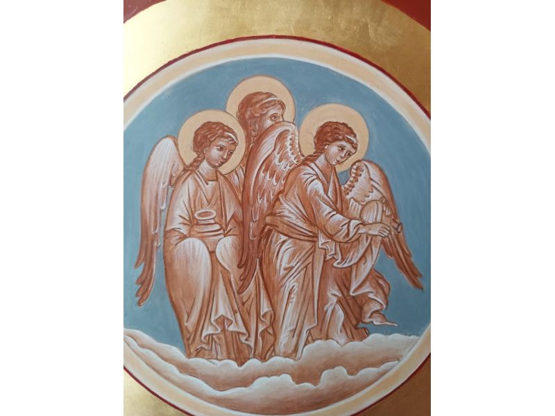 Icon Of Angels The Three Virtues, 27.5x27.5 Cm, On Ceramic Plate - Dal ...